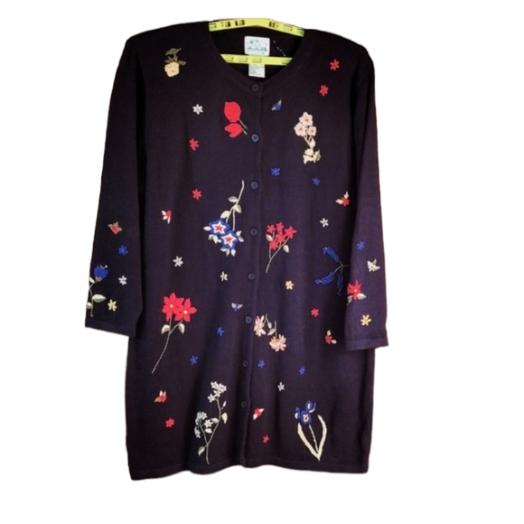 The Quacker Factory | Sweaters | Quacker Factory Black Embroidered ...